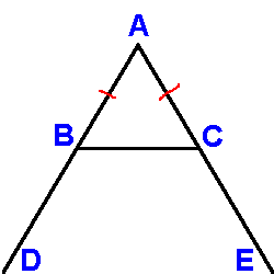 Isosceles triangle base angles are equal